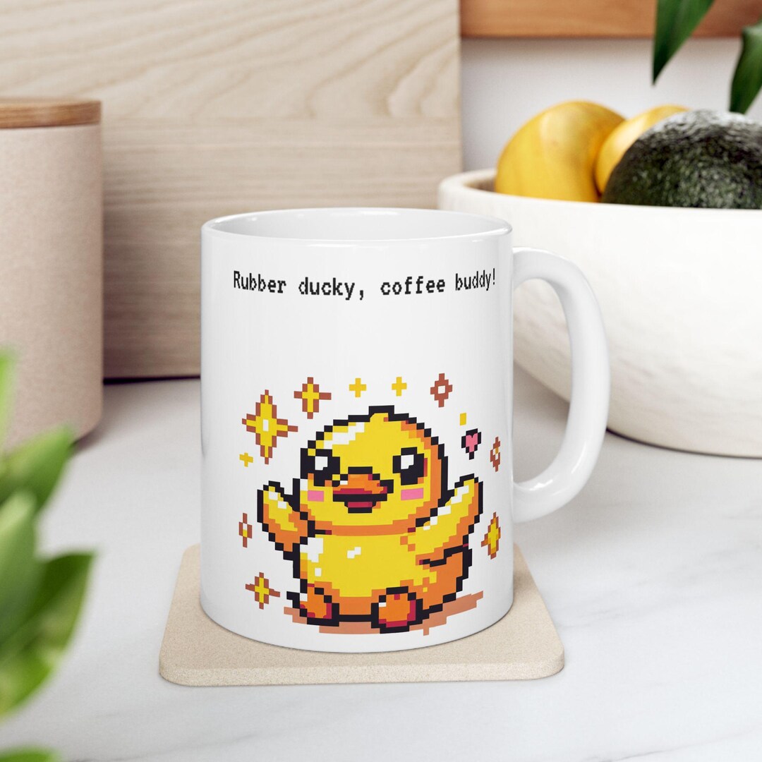 Rubber Ducky, Coffee Buddy, Pixel Art Design, Rubber Duck Coffee Mug ...