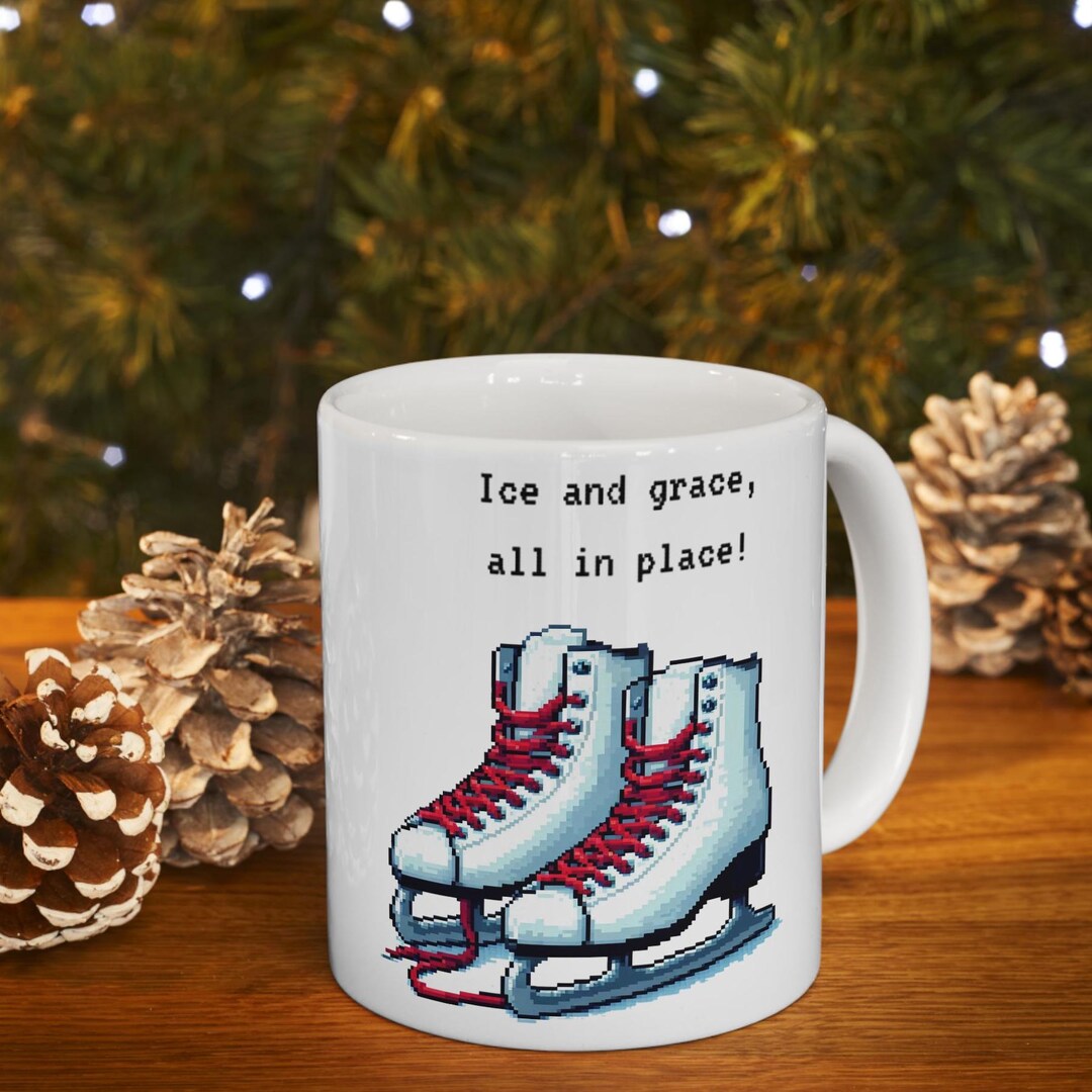 Ice and Grace, All in Place, Pixel Art Mug for Ice Skaters, Figure ...