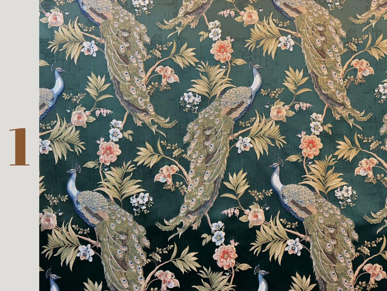 Peacock Patterned Upholstery Fabric, Upholstery Fabric by the Yard ...