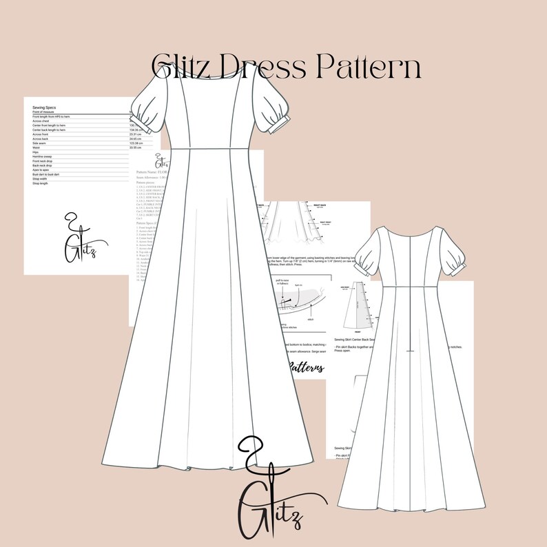 Regency Cottagecore Dress Sewing Pattern, Puff Sleeve (PDF Pattern) - Etsy
