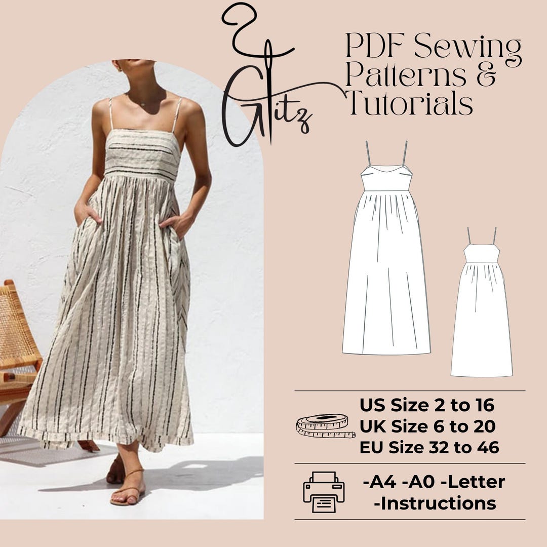 Strap Dress Sewing Pattern Summer Dresses Long Linen Dress Pattern ...