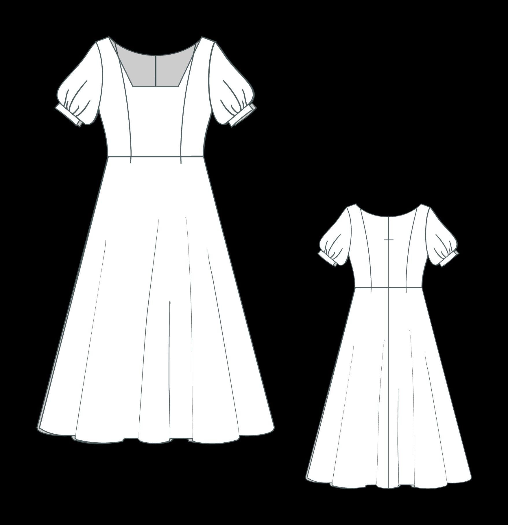 Elena Midi Dress Pattern Puf Sleeve Dress Pattern Cottagecore Dress ...