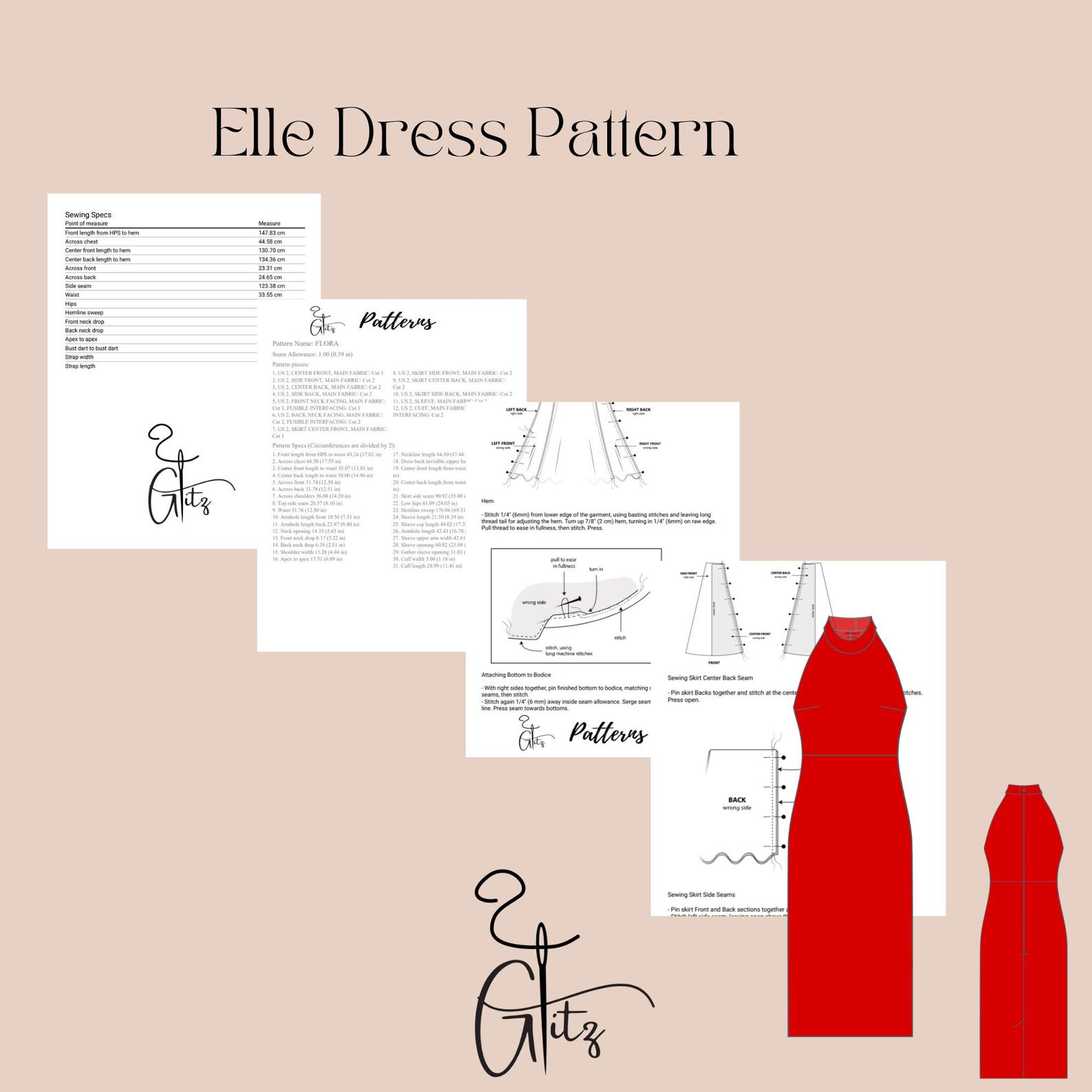 Elle Halter Neck Midi Pencil Dress Pattern Evening Cocktail Dress ...