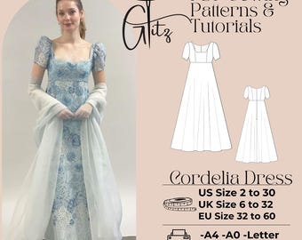 Bridgerton Gown Sewing Pattern, Empire Dress, Fairycore, Prom ...