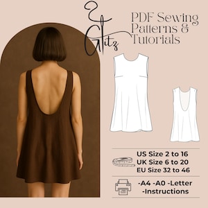 Open Back Dress Sewing Pattern Mini Summer Linen Dress Pattern Backless ...