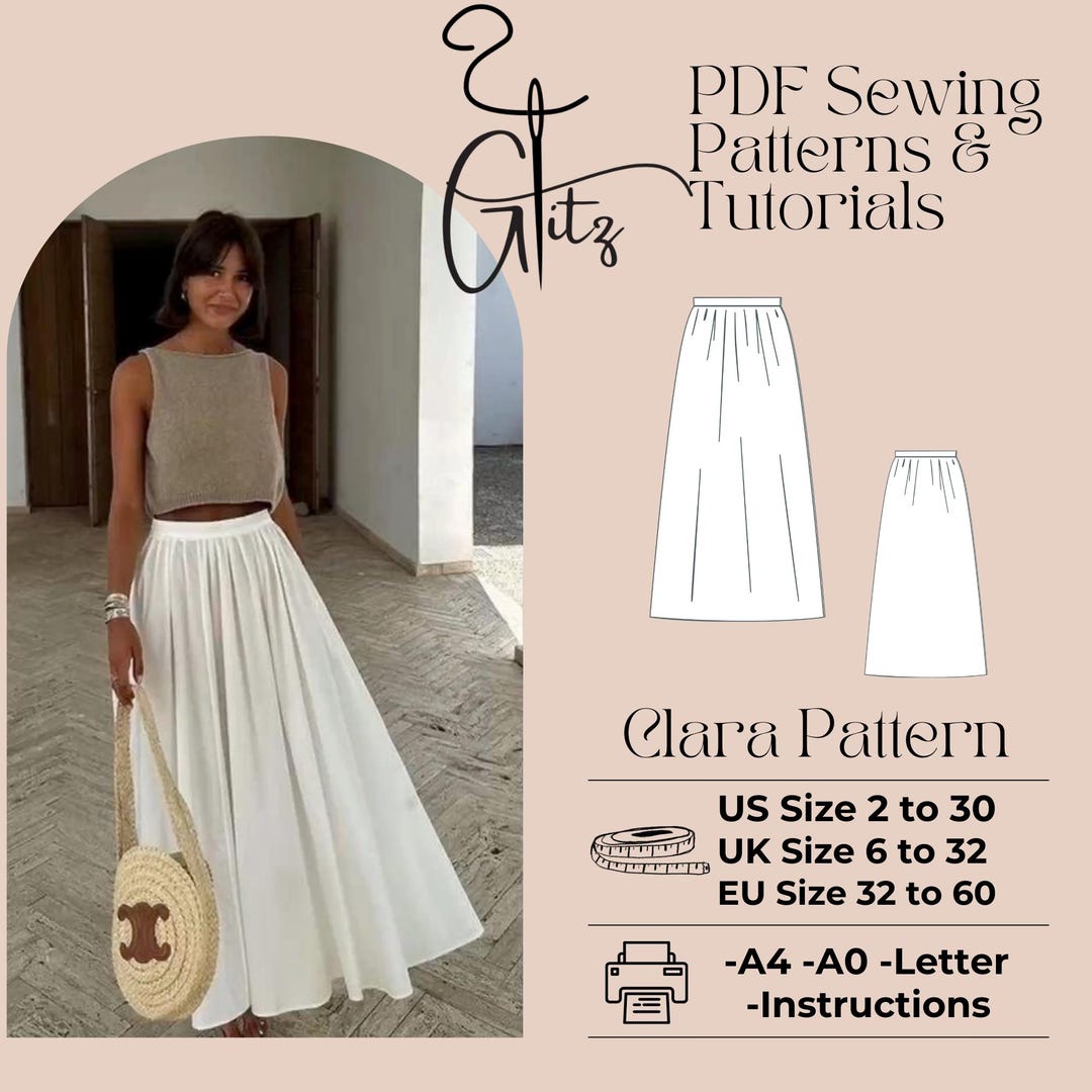 Clara Maxi Skirt Sewing Pattern Easy Digital PDF Plus Size Pattern - Etsy