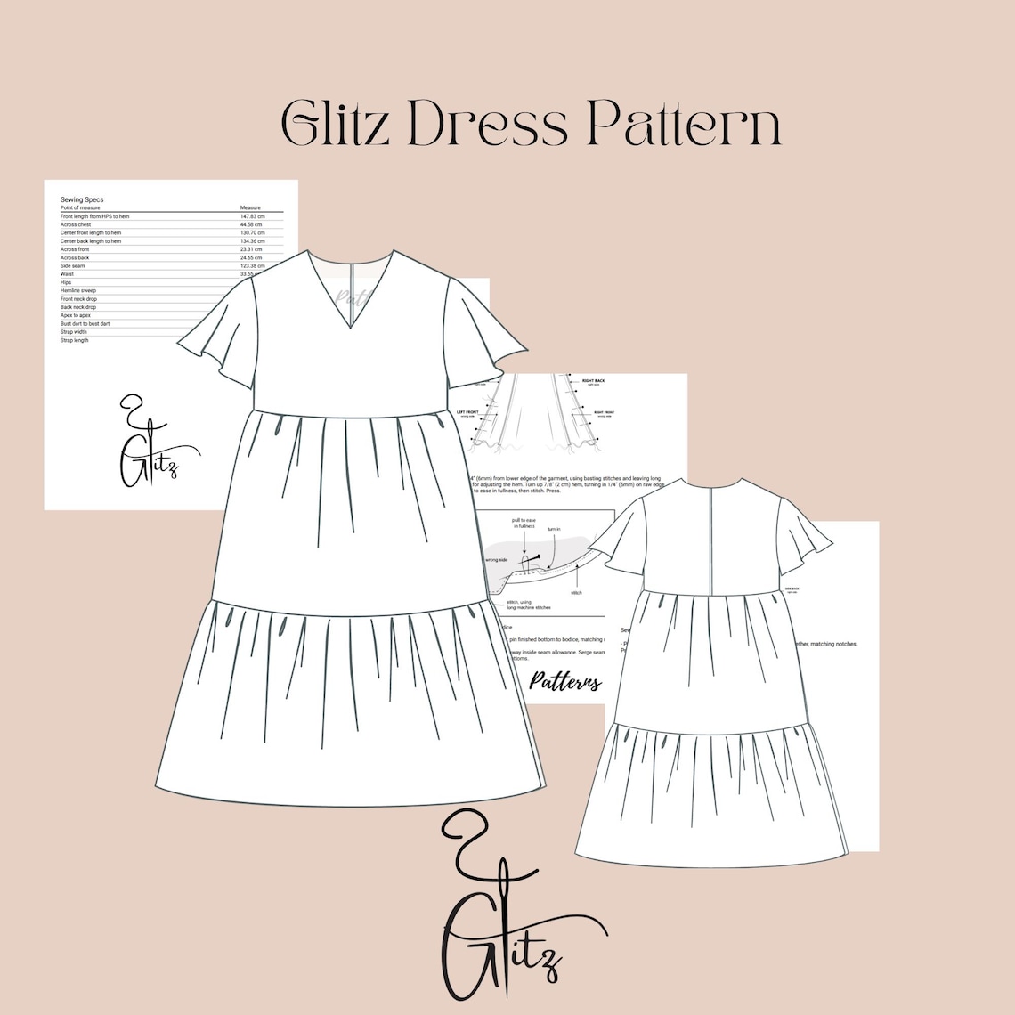 Girl Tiered Dress Sewing Pattern Flower Girl Dress Girl Prom Dress ...