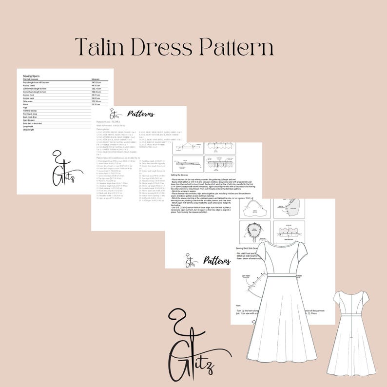 Talin Midi Bridal Dress Pattern Evening Gown Dress Digital PDF Sewing ...