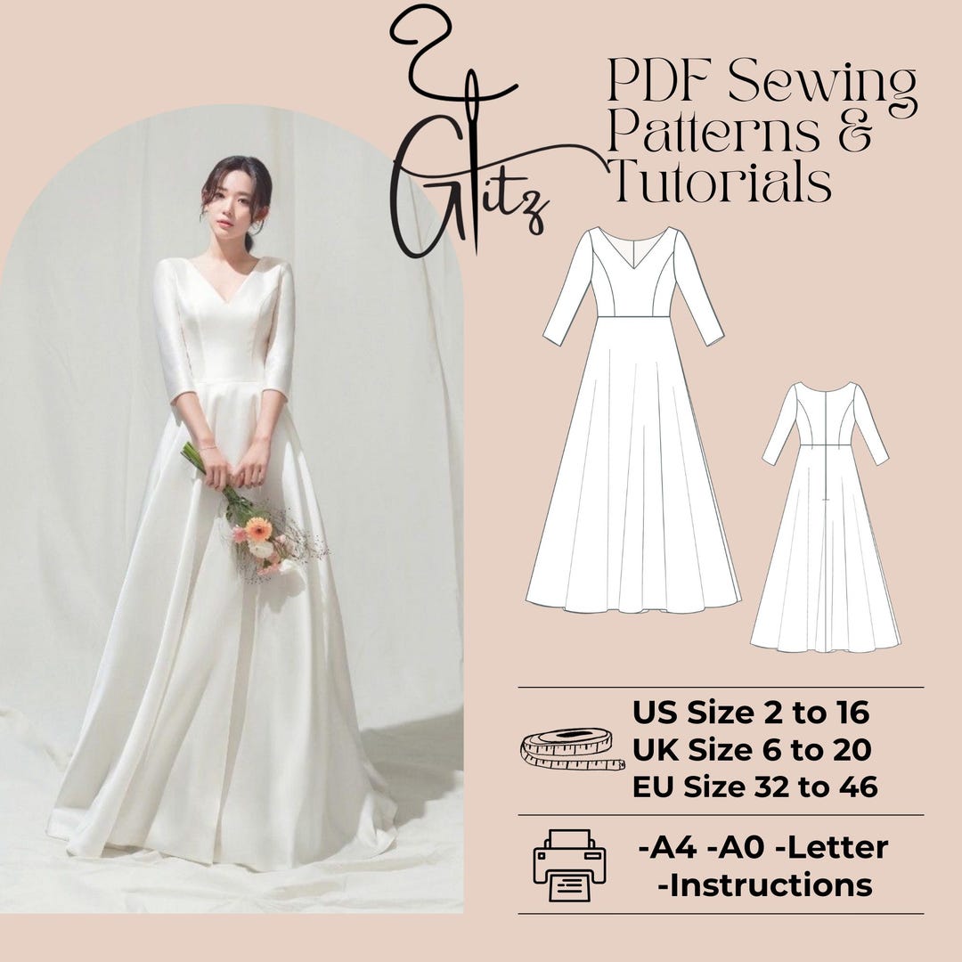 Wedding Dress Sewing Pattern Bridal Gown Sewing Pattern PDF Digital ...