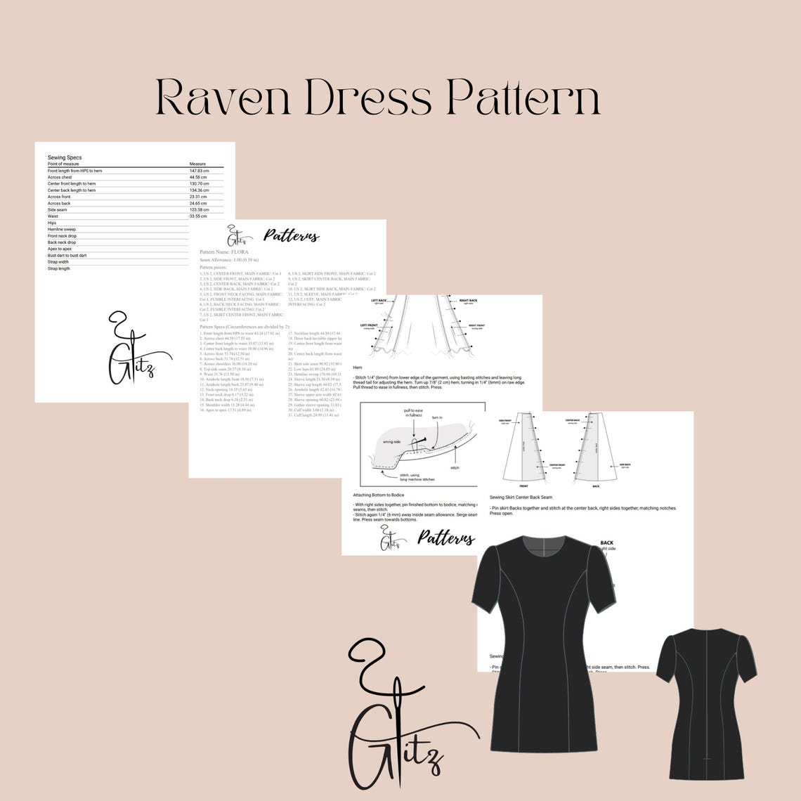 Short Sleeve Mini Dress With a Classic Crew Neck Digital Sewing Pattern ...