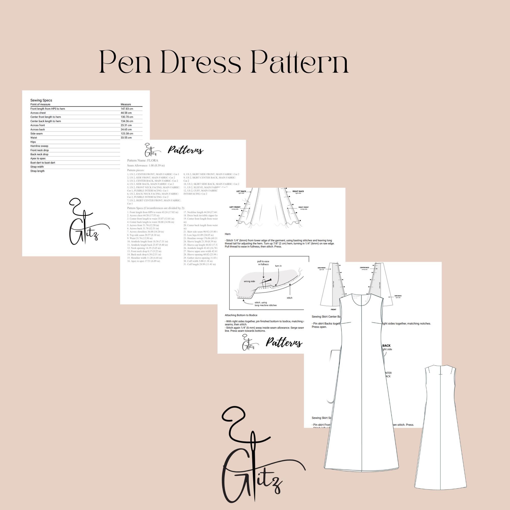 Linen Bundle PDF Sewing Pattern Set, Cottagecore Boho Dress , Summer ...
