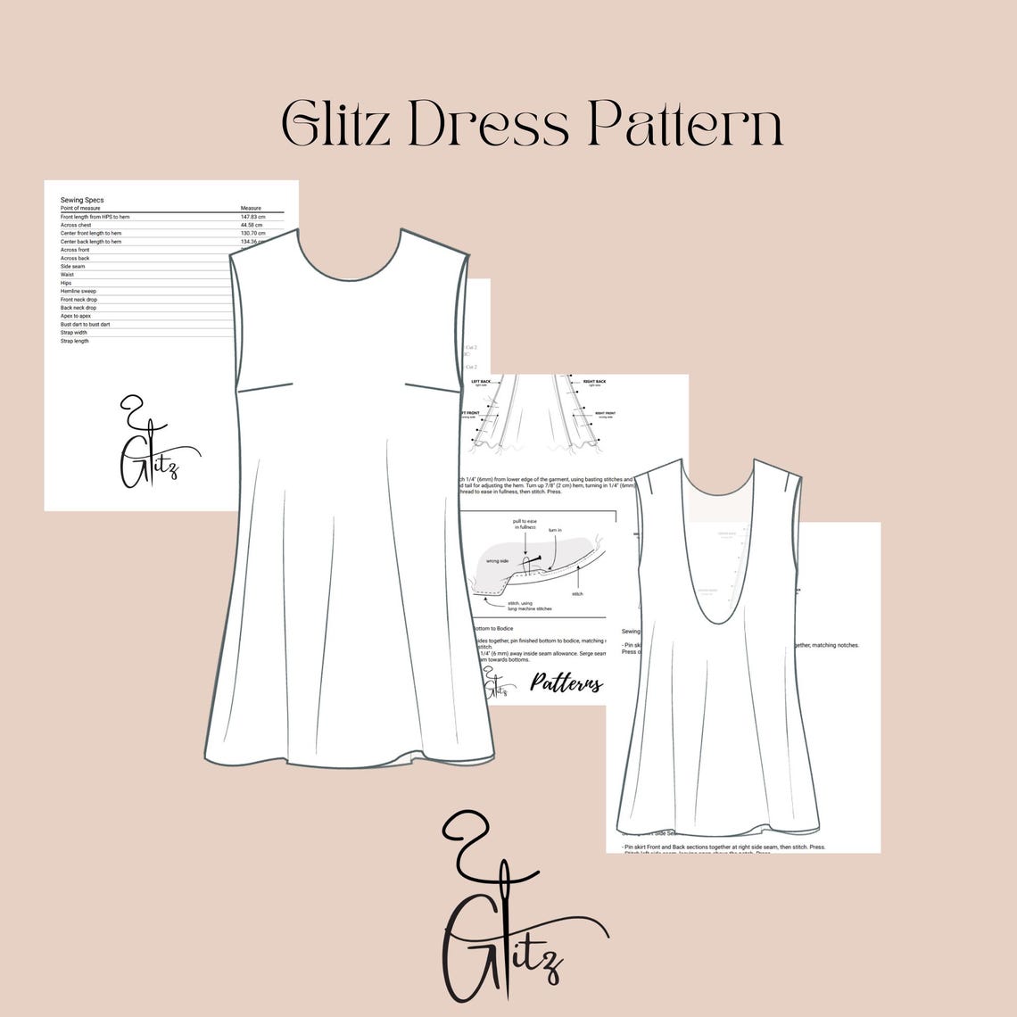 Open Back Dress Sewing Pattern Mini Summer Linen Dress Pattern Backless ...