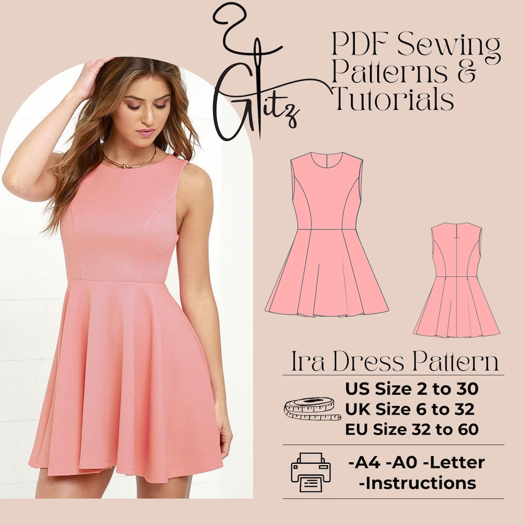 Full Panel Dress Sewing Pattern Mini Summer Dress Pattern Plus Size ...