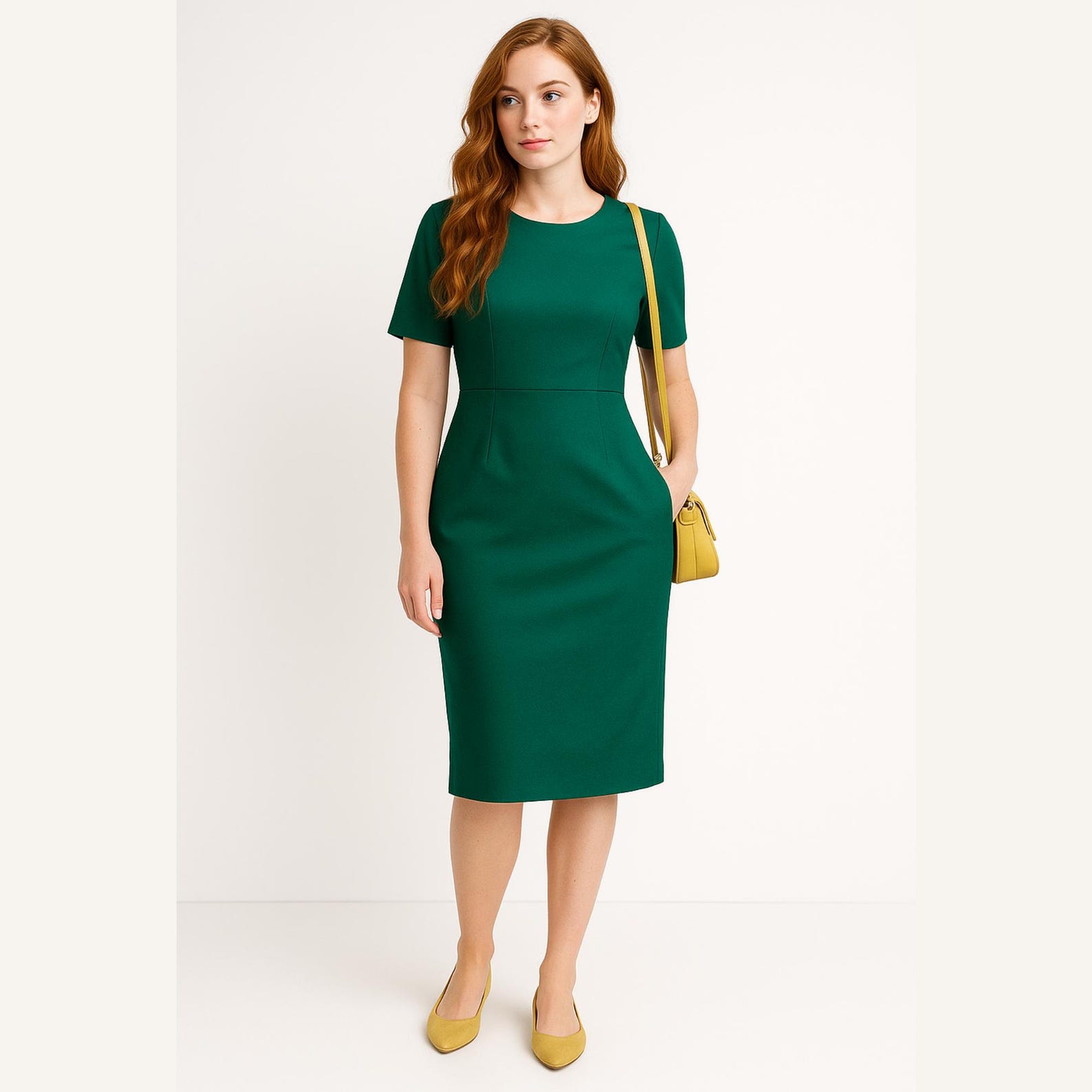 Midi Office Dress Sewing Pattern Short Sleeve Pencil Dress Pattern ...