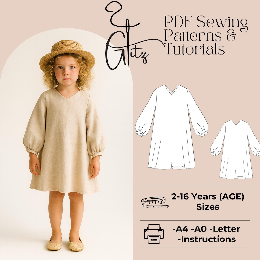 Girls Dress Sewing Pattern Kids Boho Dress Pattern Girls Cottagecore ...