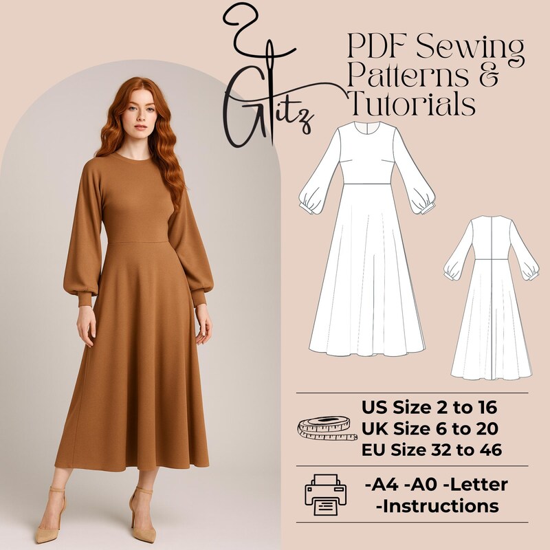Modest Dress Pattern - Etsy