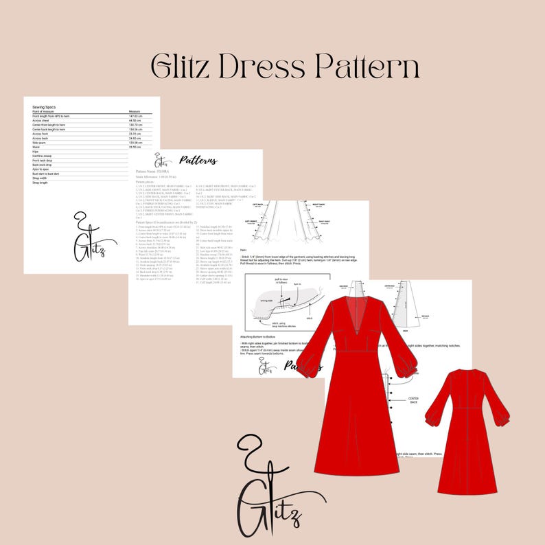 Satin Midi Dress Sewing Pattern, A-line V-neck (PDF Pattern) - Etsy