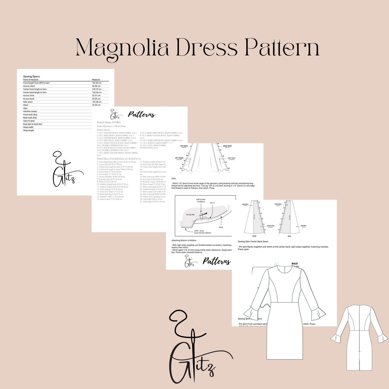 Long Sleeve Pencil Cocktail Dress Digital Sewing Pattern PDF - Etsy