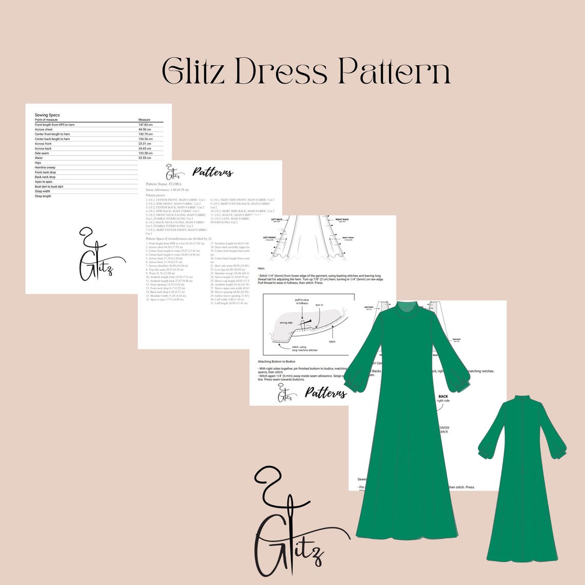 Long Sleeve Hijab Dress Sewing Pattern, Modest Abaya Kaftan (PDF ...