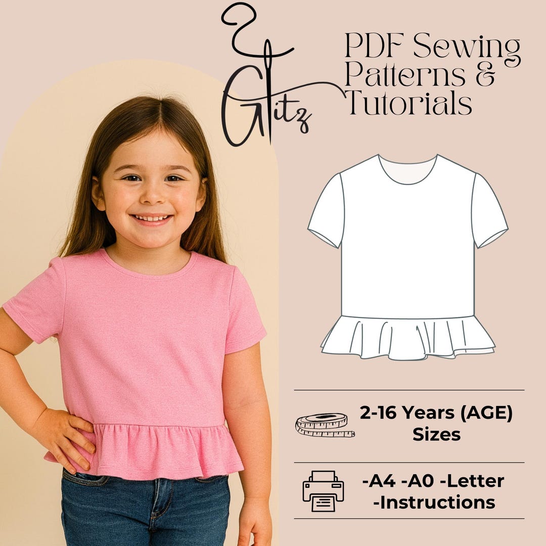 Coquette Style Girls Top Sewing Pattern Girls Summer Top Sewing Pattern ...