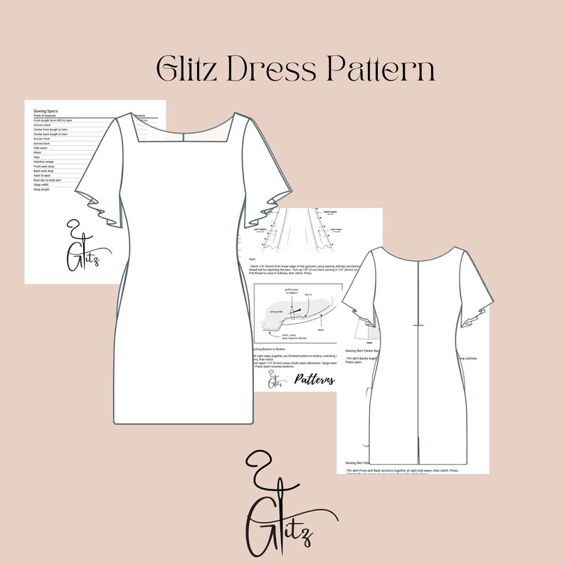 Mini Cocktail Dress Sewing Pattern: Flared Sleeve (PDF Pattern) - Etsy