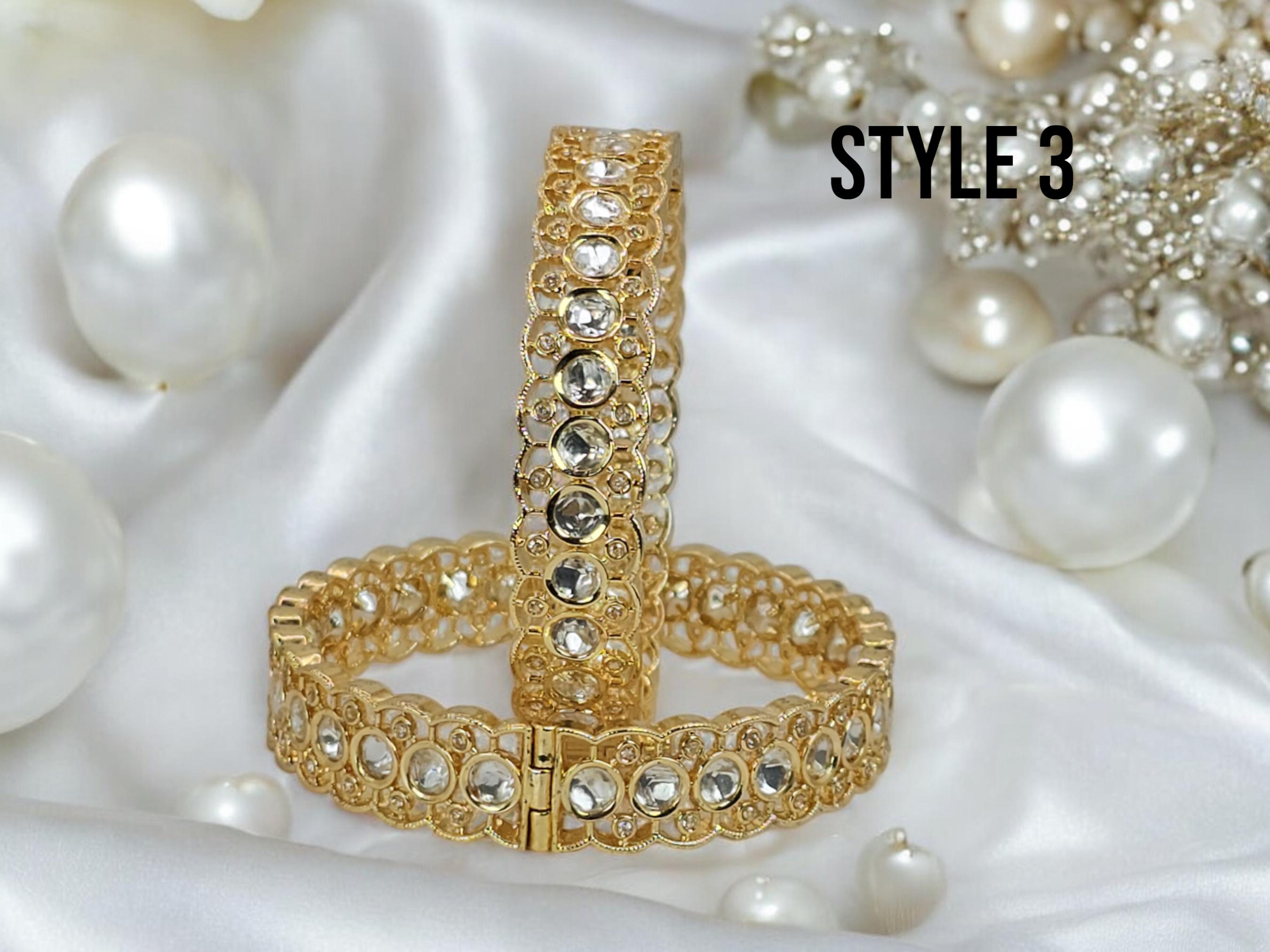Set of 2 2.6 Openable Uncut Polki/ Moissanite Bangles/sabyasachi ...