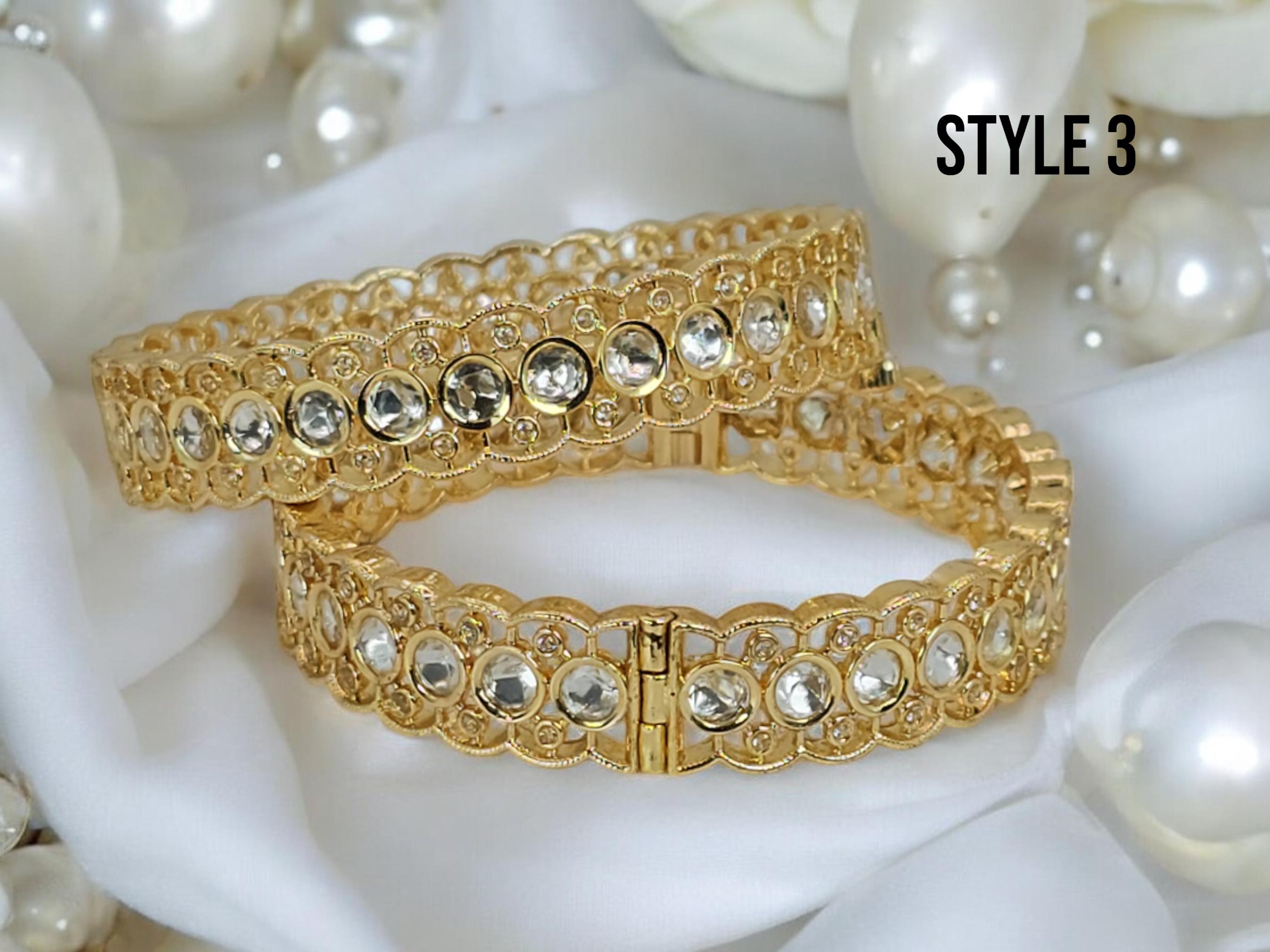 Set of 2 2.6 Openable Uncut Polki/ Moissanite Bangles/sabyasachi ...
