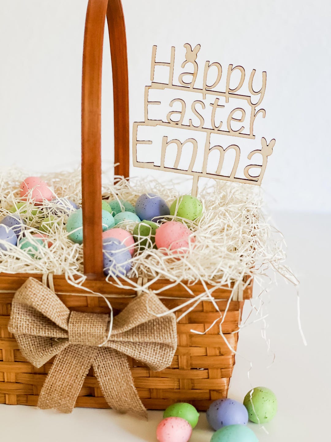 Personalized Easter Basket Topper, Custom Name Easter Photo Prop, Wood ...