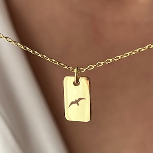 14K Gold Plated Seagull Pendant Necklace: Coastal Bird Jewelry - Etsy