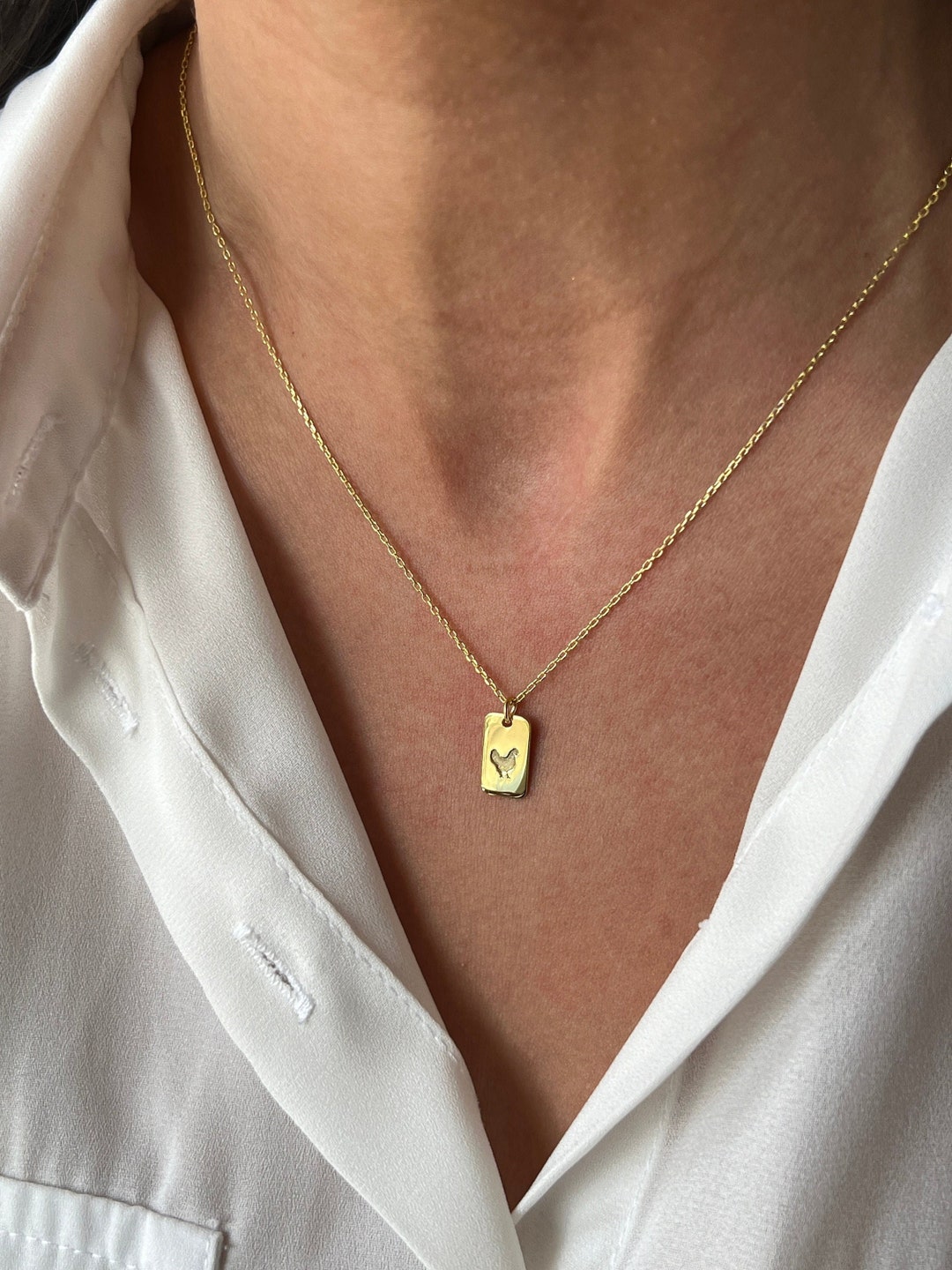 14K Gold Plated Chicken Necklace: Farm Animal Jewelry - Etsy