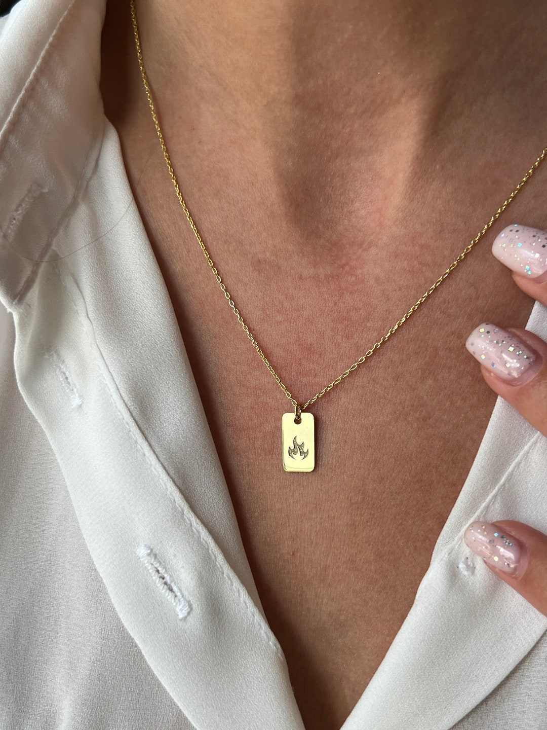 Flame Necklace: 14K Gold Plated Fire Jewelry - Etsy