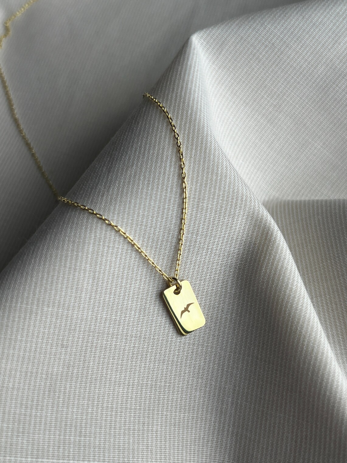 14K Gold Plated Seagull Pendant Necklace: Coastal Bird Jewelry - Etsy