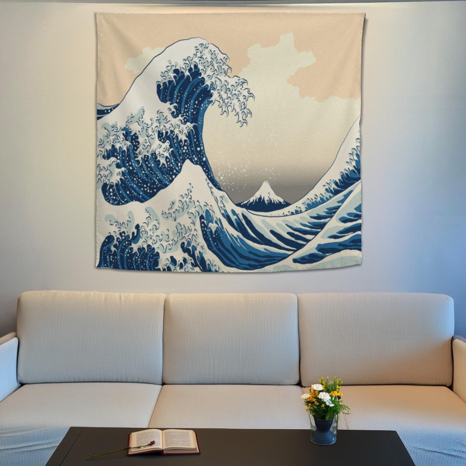 The Great Wave off Kanagawa Hanging Tapestry, Hokusai Wall Art, Great ...