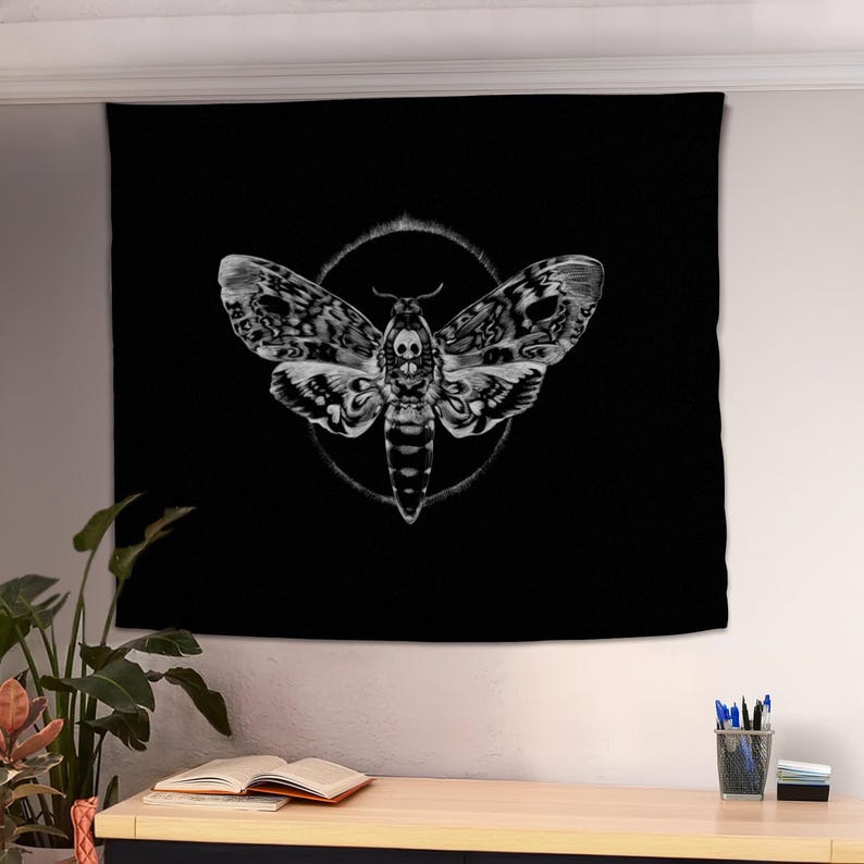 Moth Tapestry, Moth Aesthetic Decor, Insect Lover Gift, Goth Tapestry ...