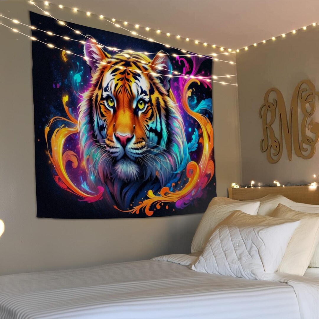 Trend Tiger Tapestry, Tiger Aesthetic Wall Hanging, Large Wall Art ...