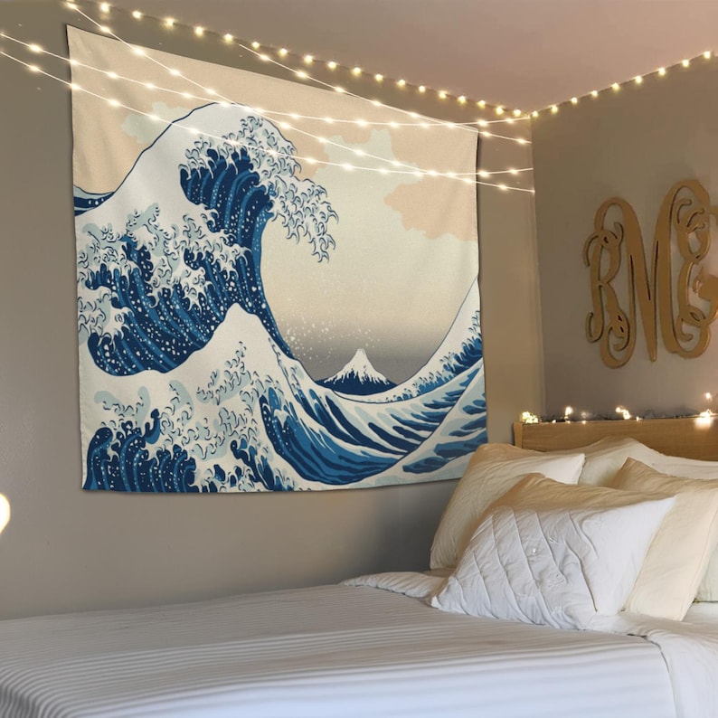 The Great Wave off Kanagawa Hanging Tapestry, Hokusai Wall Art, Great ...