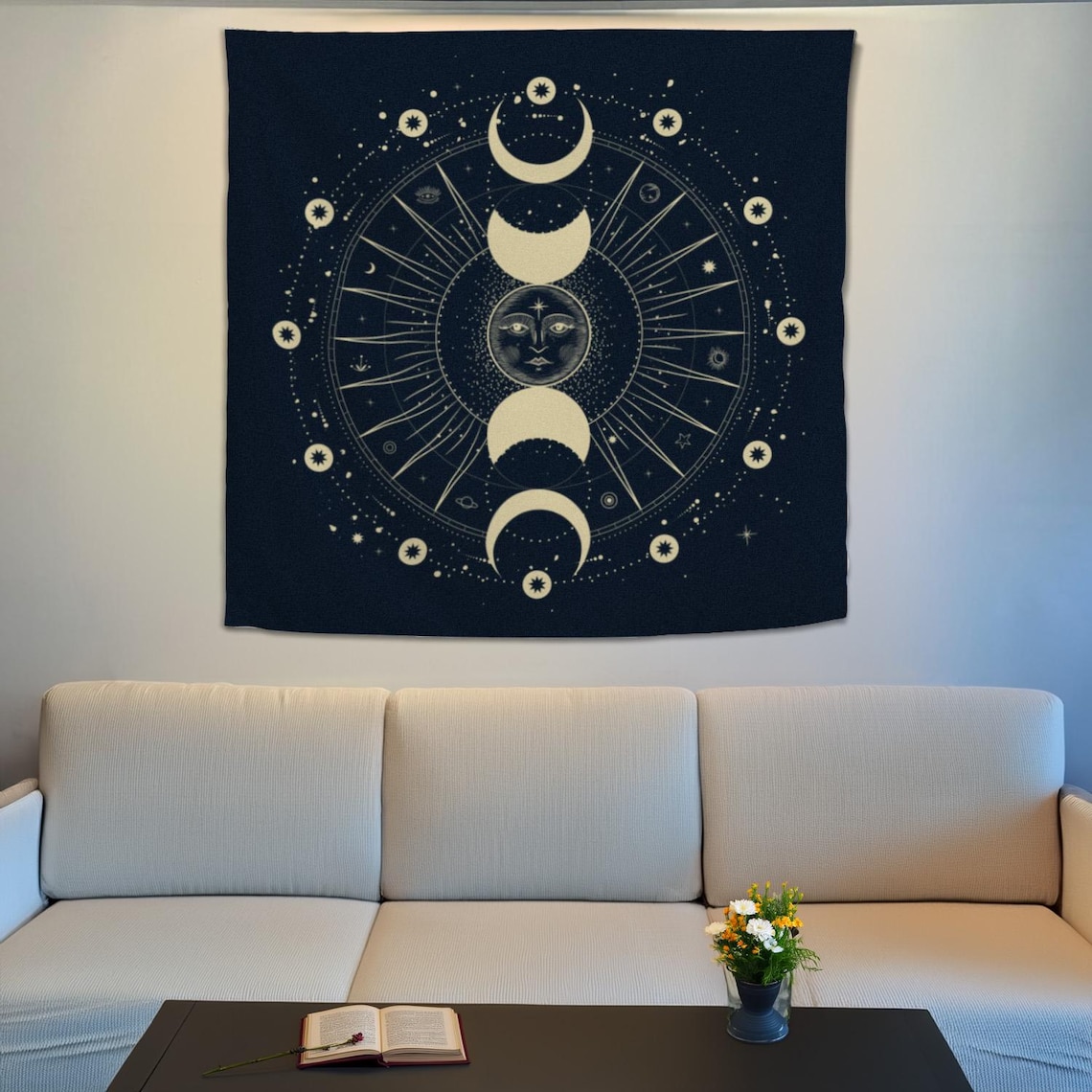 Moon Phase Tapestry, Moon Phase Decor, Lunar Tapestry, Moon Tapestry ...