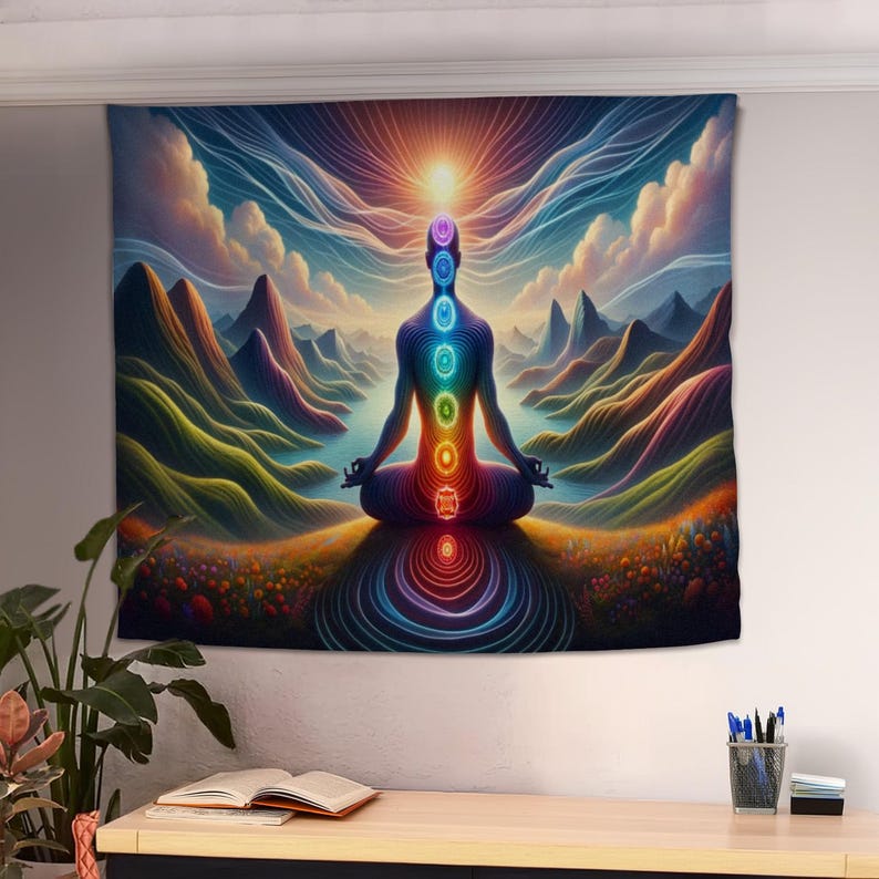 Meditation Tapestry, Spiritual Wall Art, Yoga Tapestry, Chakra Decor ...