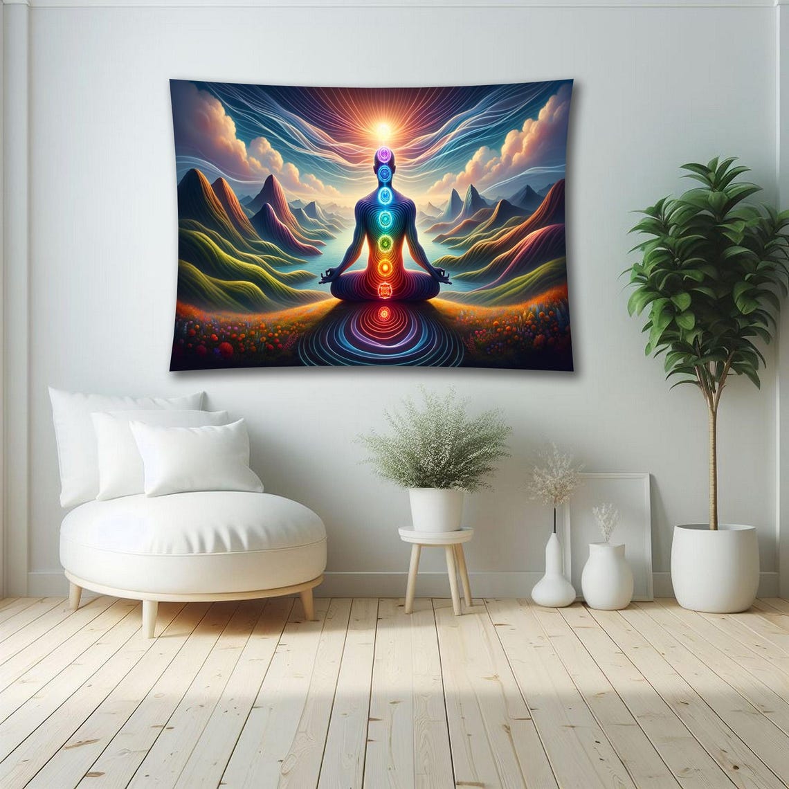 Meditation Tapestry, Spiritual Wall Art, Yoga Tapestry, Chakra Decor ...