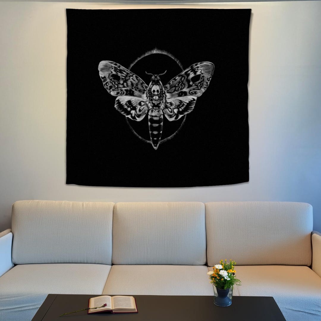 Moth Tapestry, Moth Aesthetic Decor, Insect Lover Gift, Goth Tapestry ...