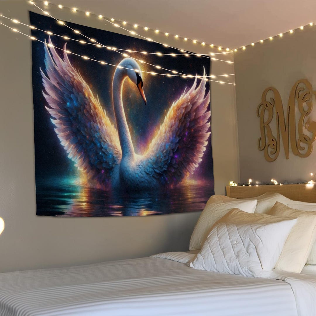 Magical Swan Wall Tapestry, Swan Wall Hanging, Animal Wall Decor ...