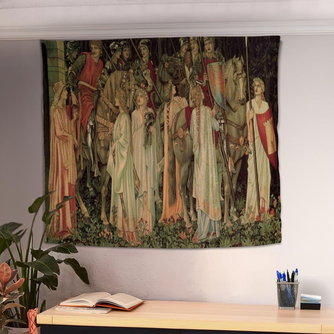 The Arming and Departure of the Knights Tapestry, Medieval Wall Art ...