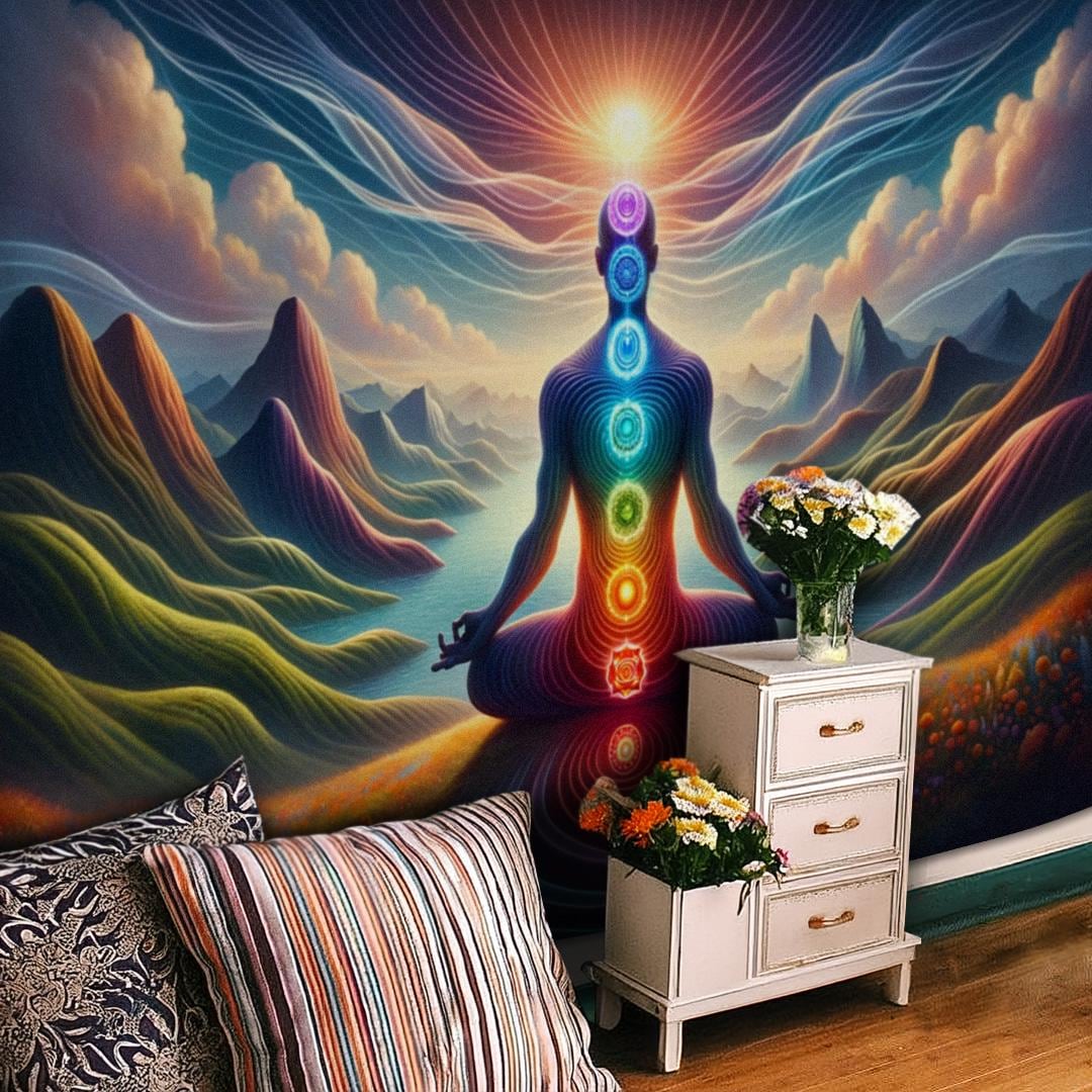 Meditation Tapestry, Spiritual Wall Art, Yoga Tapestry, Chakra Decor ...