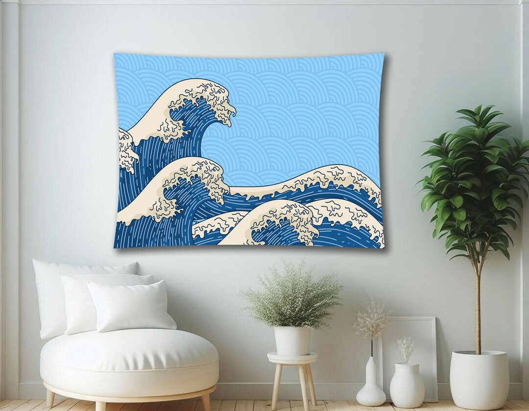 Japanese Wave Tapestry, Wave Wall Hanging, Tapestry Wallhanging, Ocean ...