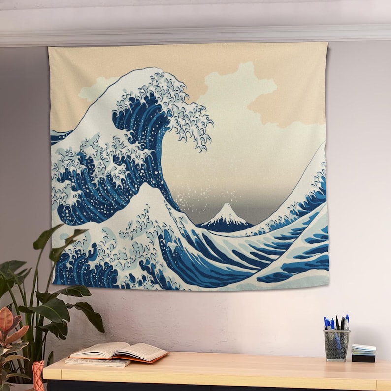 The Great Wave off Kanagawa Hanging Tapestry, Hokusai Wall Art, Great ...