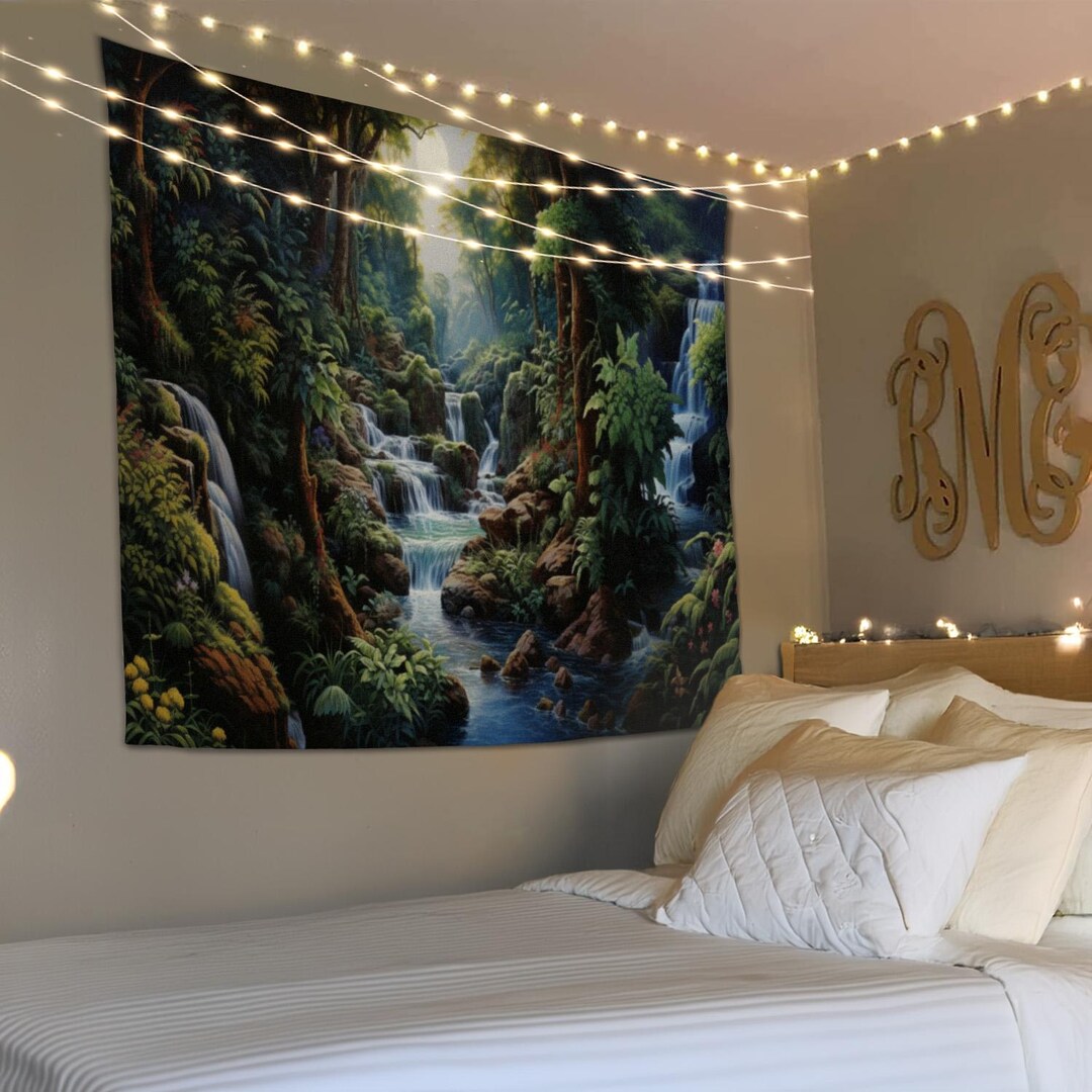 Tropical Jungle Tapestry, Botanical Tapestry, Jungle Wall Hanging ...