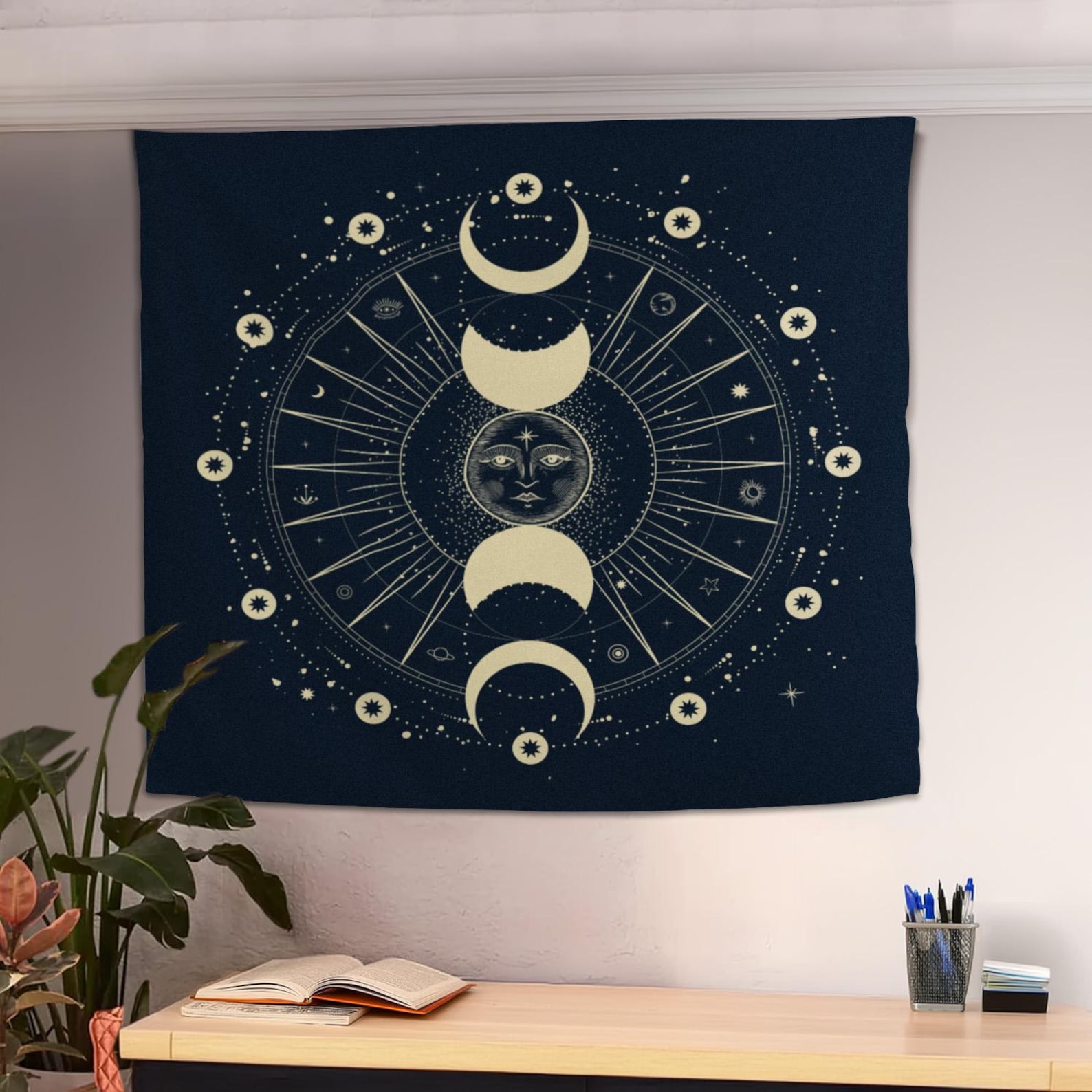 Moon Phase Tapestry, Moon Phase Decor, Lunar Tapestry, Moon Tapestry ...
