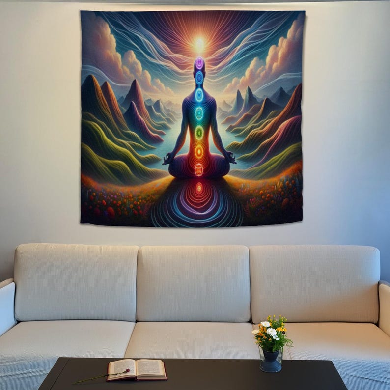 Meditation Tapestry, Spiritual Wall Art, Yoga Tapestry, Chakra Decor ...