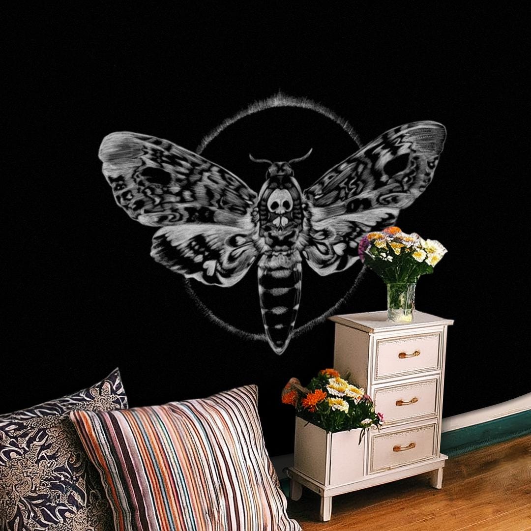 Moth Tapestry, Moth Aesthetic Decor, Insect Lover Gift, Goth Tapestry ...