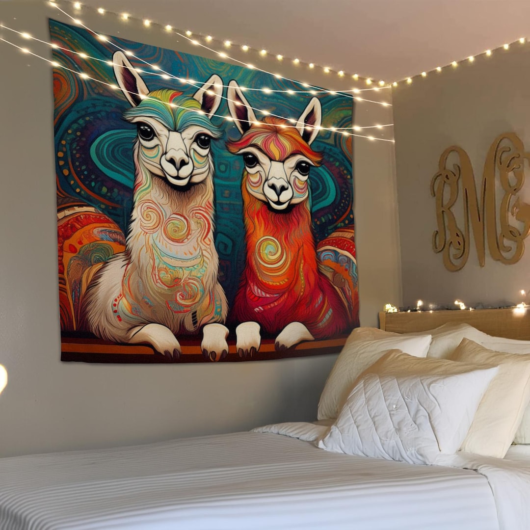 Llama Tapestry, Llama Wall Art, Animal Tapestry, Dorm Decor, Animal ...